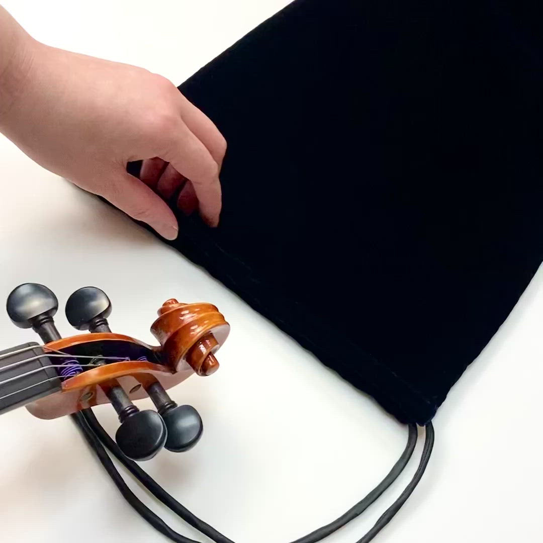 Midnight blue velvet violin sleeve drawstring – Kokon violin sleeve